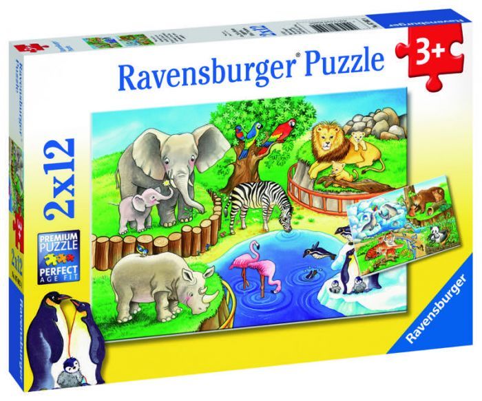 Ravensburger Puzzle - Animals In The Zoo - 2x12pc | Knock On Wood Toys