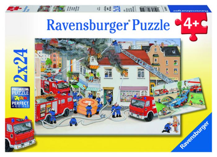 Ravensburger Puzzle - With The Fire Brigade - 2x24pc | Knock On Wood Toys