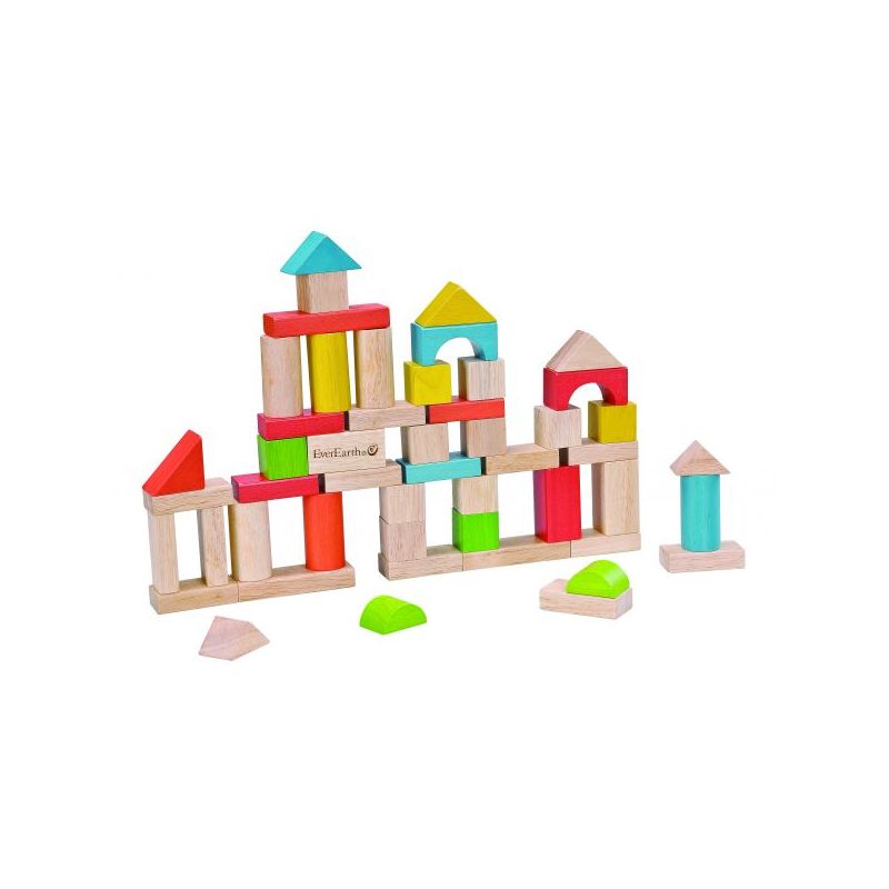 EverEarth - 50pcs Building Block Set with Bucket with Shape Sorting Lid ...