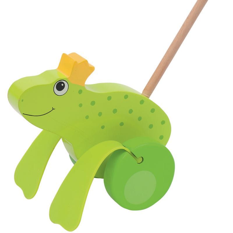 Frog King Push Along by Goki | Push Along Frog | Wooden Push Along Toys ...