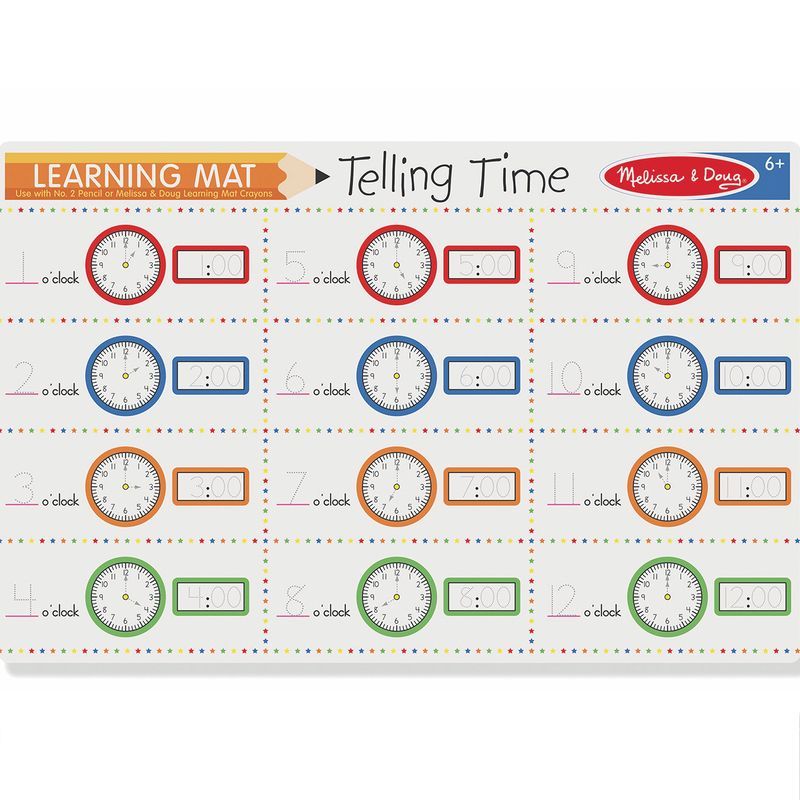 Melissa & Doug - Telling Time Write-A-Mat - 5036 | Knock On Wood Toys