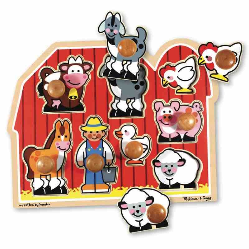 Melissa & Doug Large Farm Animals Jumbo Knob Puzzle | Wooden Puzzle ...