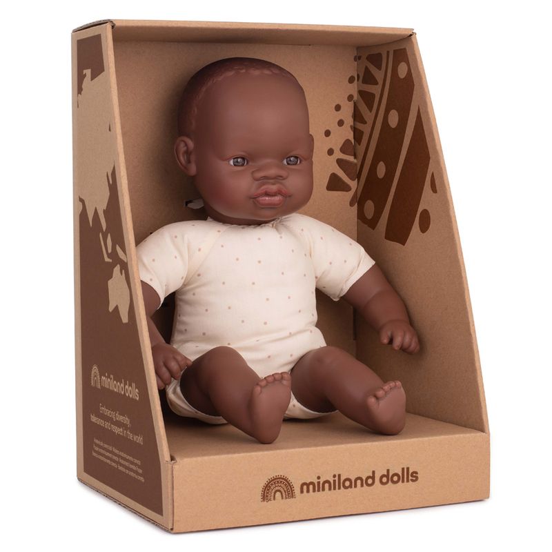 Miniland Dolls - Soft Bodied with articulated head, African, 32 cm ...