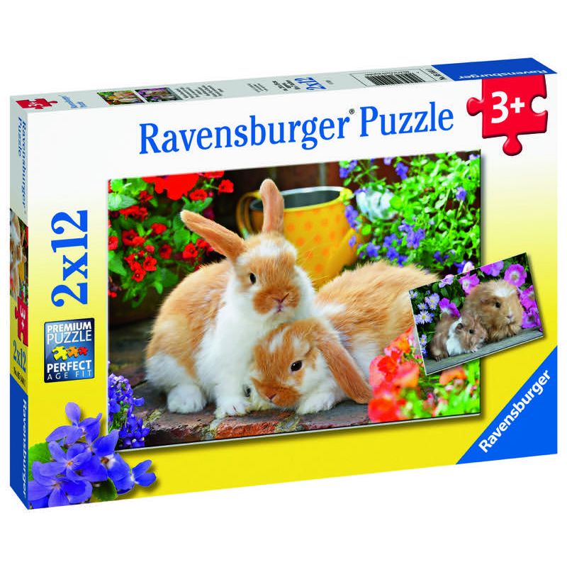 Ravensburger Puzzle - Guinea Pigs & Bunnies - 2x12pc | Knock On Wood Toys